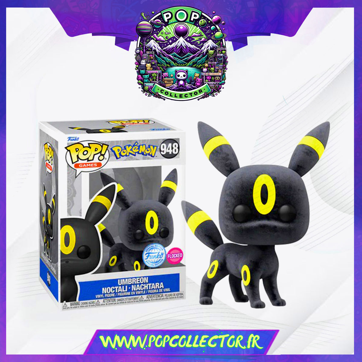 Funko Pop Pokemon 948 Umbreon Noctali Flocked – Pop Collector / Magasin ...